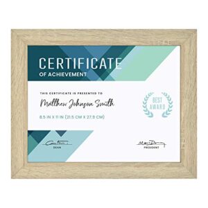 mcs studio gallery document frame, certificate frame fits 8.5 x 11 diplomas, documents & certificates, natural woodgrain, single