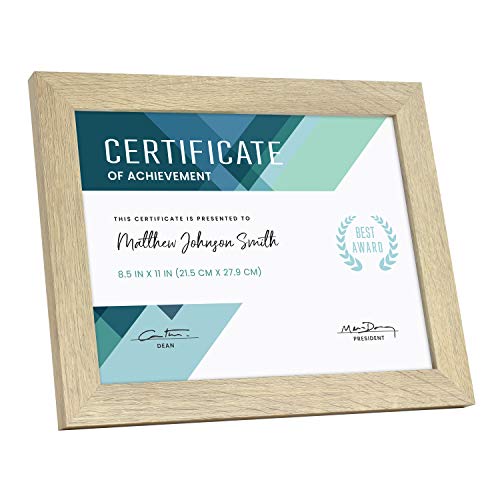 MCS Studio Gallery Document Frame, Certificate Frame Fits 8.5 x 11 Diplomas, Documents & Certificates, Natural Woodgrain, Single