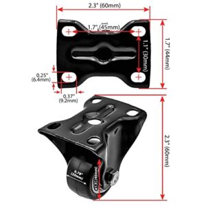 FactorDuty 12 Pack 1.5 inch Caster Wheels Rigid Fixed Stationery Non Swivel All Black Polyurethane Wheels Premium Non Marking No Noise 75lb Per Wheel