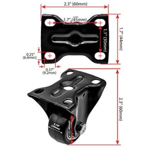 FactorDuty 8 Pack 1.5 inch Caster Wheels Rigid Fixed Stationery Non Swivel All Black Polyurethane Wheels Premium Non Marking No Noise 75lb Per Wheel