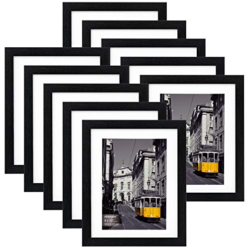 eletecpro 8x10 Picture Frames Set of 10, Display 4x6 or 5x7 Photo Frame with Mat or 8x10 without Mat, Wall Gallery Photo Frames, Table Top Display or Wall Mounting (Black, 8x10)