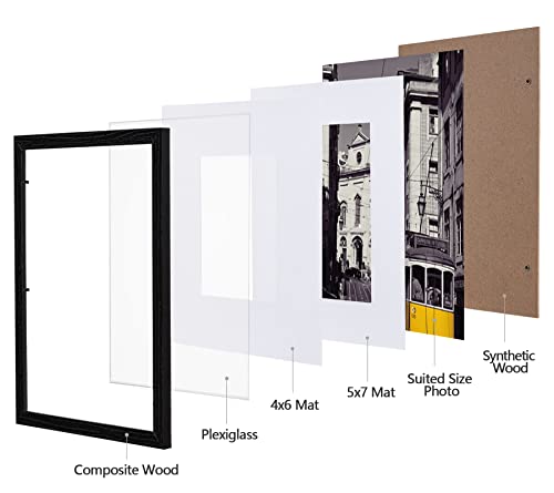 eletecpro 8x10 Picture Frames Set of 10, Display 4x6 or 5x7 Photo Frame with Mat or 8x10 without Mat, Wall Gallery Photo Frames, Table Top Display or Wall Mounting (Black, 8x10)