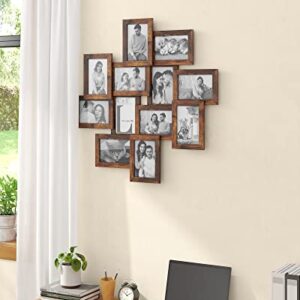 SONGMICS 4x6 Collage Picture Frames, Multi Picture Rustic Photo Frame Set with Glass Front for Wall Décor, Assembly Required (12-Pack)