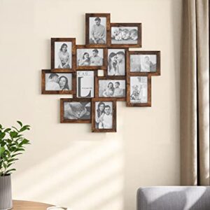 SONGMICS 4x6 Collage Picture Frames, Multi Picture Rustic Photo Frame Set with Glass Front for Wall Décor, Assembly Required (12-Pack)