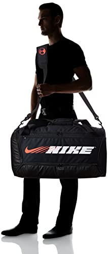 NIKE BRASILIA TRAINING/GYM/TRAVEL MEDIUM SPORT DUFFEL BAG BLACK/WHITE/RED CU9477 010