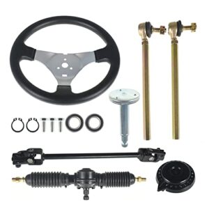 labwork 300mm steering wheel steel kit 320mm gear rack pinion adjustable shaft set replacement for 110cc go kart