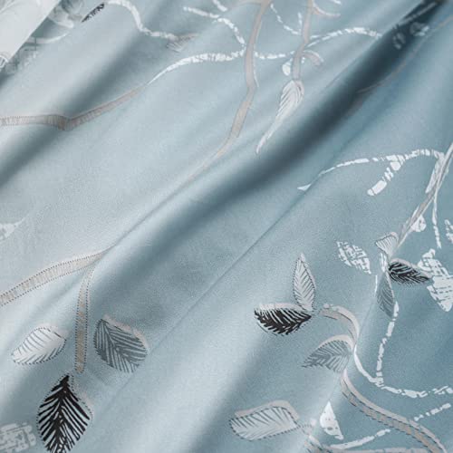 David's Home 100% Cotton Duvet Cover Set King Size, Natural Twigs Pattern Duvet Cover with Pillow Shams, 3pcs Ultra Soft and Breathable Comforter Cover Set, 106x90 Inches, Gradient Ombre Turquoise