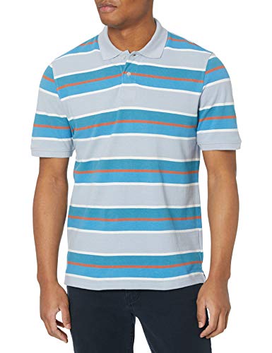 Amazon Essentials Men's Regular-Fit Cotton Pique Polo Shirt, Blue White Stripe, X-Small