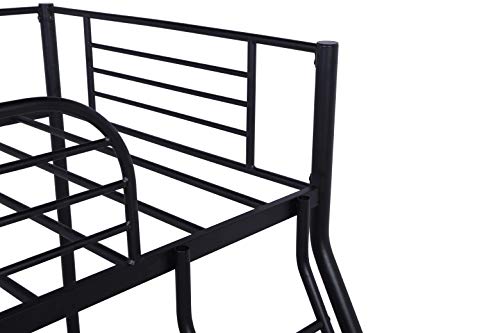 Olela Twin Over Full Metal Bunk Beds, Low Profile Bunk Beds Heavy Duty Steel Bed Frame with Safety Rail and Ladder for Boys Girls Adults Dormitory Bedroom,No Box Spring Needed (Black)