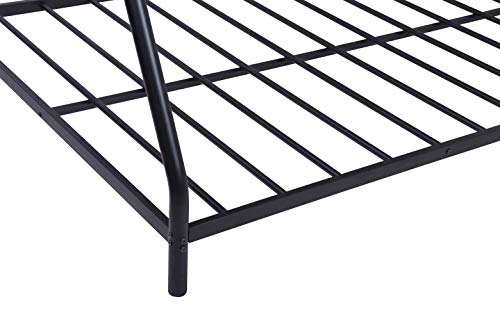 Olela Twin Over Full Metal Bunk Beds, Low Profile Bunk Beds Heavy Duty Steel Bed Frame with Safety Rail and Ladder for Boys Girls Adults Dormitory Bedroom,No Box Spring Needed (Black)