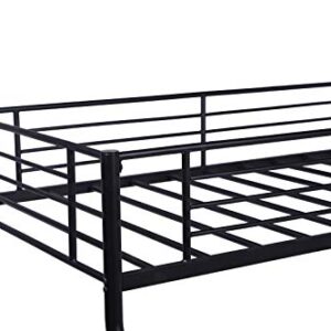 Olela Twin Over Full Metal Bunk Beds, Low Profile Bunk Beds Heavy Duty Steel Bed Frame with Safety Rail and Ladder for Boys Girls Adults Dormitory Bedroom,No Box Spring Needed (Black)