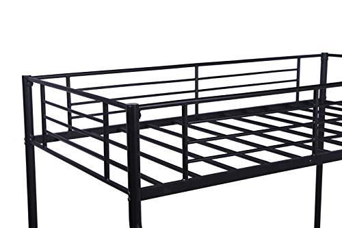 Olela Twin Over Full Metal Bunk Beds, Low Profile Bunk Beds Heavy Duty Steel Bed Frame with Safety Rail and Ladder for Boys Girls Adults Dormitory Bedroom,No Box Spring Needed (Black)