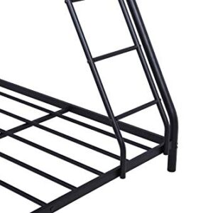 Olela Twin Over Full Metal Bunk Beds, Low Profile Bunk Beds Heavy Duty Steel Bed Frame with Safety Rail and Ladder for Boys Girls Adults Dormitory Bedroom,No Box Spring Needed (Black)