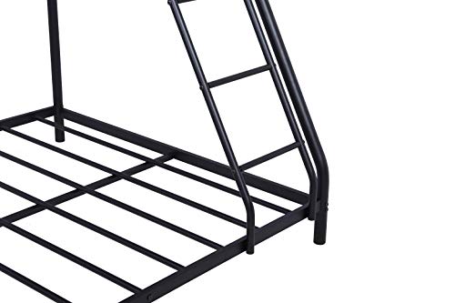 Olela Twin Over Full Metal Bunk Beds, Low Profile Bunk Beds Heavy Duty Steel Bed Frame with Safety Rail and Ladder for Boys Girls Adults Dormitory Bedroom,No Box Spring Needed (Black)