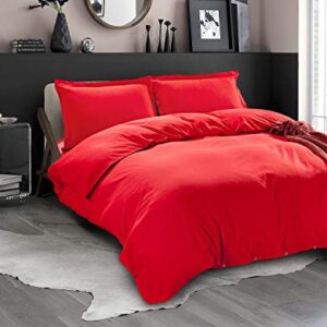 Elegant Comfort Luxury 2-Piece Duvet Cover Set - 1500 Thread Count Egyptian Quality Microfiber Hotel Collection - Comforter Cover with Button Closure and 1 Pillow Sham, Twin/Twin XL, Red