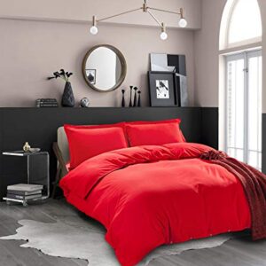 Elegant Comfort Luxury 2-Piece Duvet Cover Set - 1500 Thread Count Egyptian Quality Microfiber Hotel Collection - Comforter Cover with Button Closure and 1 Pillow Sham, Twin/Twin XL, Red