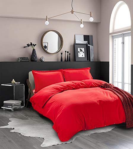 Elegant Comfort Luxury 2-Piece Duvet Cover Set - 1500 Thread Count Egyptian Quality Microfiber Hotel Collection - Comforter Cover with Button Closure and 1 Pillow Sham, Twin/Twin XL, Red