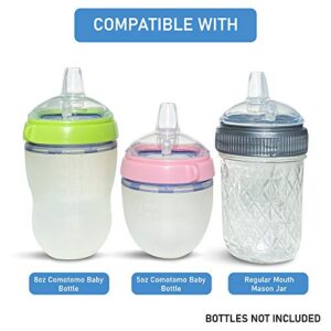 Sippy Spout Nipples for Comotomo Baby Bottle | 2-Count | Soft Spout | Food Grade Silicone | Spill-Proof (Variable Flow)