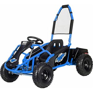 mototec mud monster kids electric 48v 1000w go kart full suspension blue