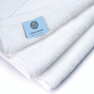 White Classic Luxury Bath Towels Large - Cotton Hotel spa Bathroom Towel |30x56 | 4 Pack | White