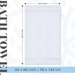 White Classic Luxury Bath Towels Large - Cotton Hotel spa Bathroom Towel |30x56 | 4 Pack | White