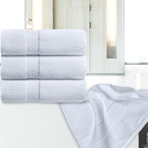 White Classic Luxury Bath Towels Large - Cotton Hotel spa Bathroom Towel |30x56 | 4 Pack | White