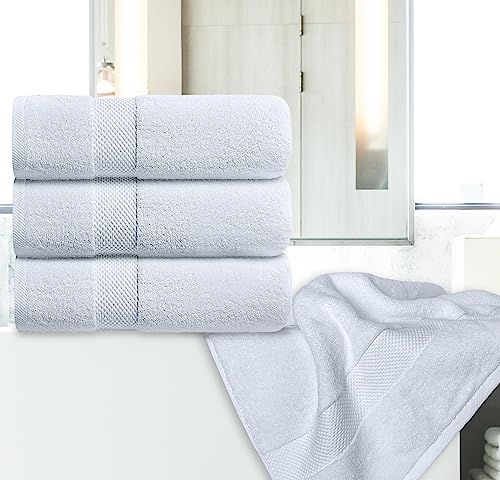 White Classic Luxury Bath Towels Large - Cotton Hotel spa Bathroom Towel |30x56 | 4 Pack | White