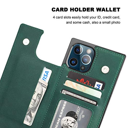 Bocasal Crossbody Wallet Case for iPhone 12 Pro Max Credit Card Holder PU Leather Kickstand Shockproof Detachable Cross Body Strap Lanyard Magnetic Closure 6.7 inch(Green)