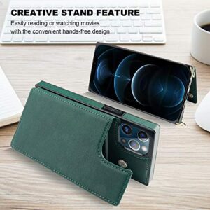 Bocasal Crossbody Wallet Case for iPhone 12 Pro Max Credit Card Holder PU Leather Kickstand Shockproof Detachable Cross Body Strap Lanyard Magnetic Closure 6.7 inch(Green)