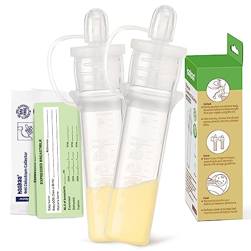 haakaa Colostrum Collector Syringes for Breastmilk Collector for Breastfeeding Moms to Collect Store and Feed Colostrum, 0.1oz/4ml, 2pcs