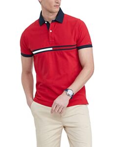 tommy hilfiger men's flag pride polo shirt in custom fit, tommy red, large