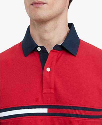 Tommy Hilfiger Men's Flag Pride Polo Shirt in Custom Fit, Tommy RED, Large