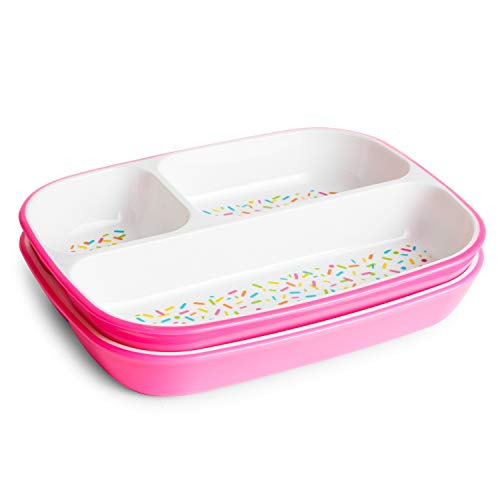 Munchkin® Splash™ Toddler Feeding Supplies Set, Includes Divided Plate, Bowl and Open Cup, Pink Sprinkles