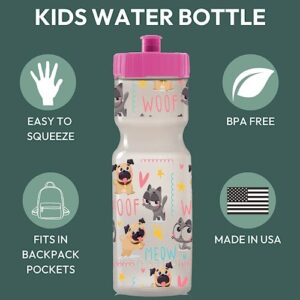 50 Strong Kids Water Bottle | 22 oz. BPA- Free Sports Squeeze Water Bottles with Pull Top Cap |Perfect Water Bottle for School | Reusable & Durable for Boys & Girls | Made in USA