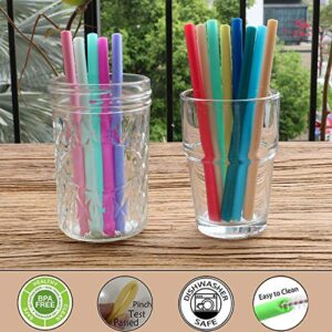 Tegion Mini Short Pinch Test Passed 5.5" Replacement Reusable Toddlers& Kids&Baby Silicone Small Straws for The First Years Take & Toss Spill Proof Straw Cup-Safe Fun for Baby Teething Chewing