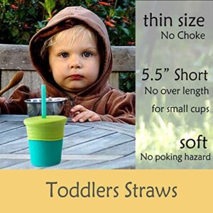 Tegion Mini Short Pinch Test Passed 5.5" Replacement Reusable Toddlers& Kids&Baby Silicone Small Straws for The First Years Take & Toss Spill Proof Straw Cup-Safe Fun for Baby Teething Chewing