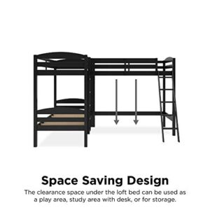 DHP Dorel Living Clearwater Triple Wood Bunk, Twin Size, Black Bed