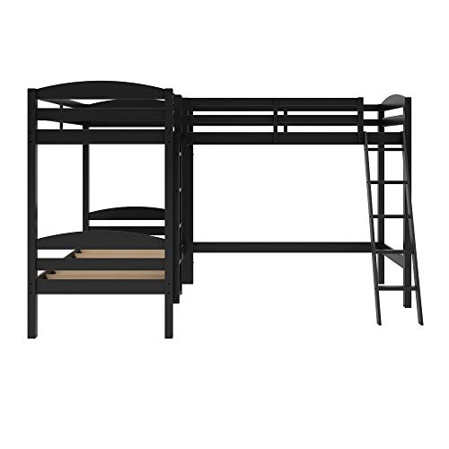 DHP Dorel Living Clearwater Triple Wood Bunk, Twin Size, Black Bed