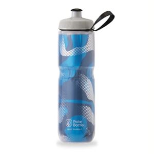 polar bottle sport insulated water bottle for gym- bpa-free, sport & bike squeeze bottle with handle (contender - blue & silver, 24 oz),ldpe, tpu