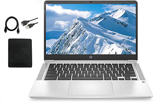 HP 2021 Chromebook 14" HD Student Laptop, Intel Celeron N4000(up to 2.6GHz), 4GB RAM, 32GB eMMC Backlit-KB, Webcam, Fast Charge, WiFi, USB-A&C, BT, Chrome OS, w/Masdrow Accessories