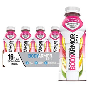 bodyarmor lyte sports drink low-calorie sports beverage, strawberry lemonade, natural flavor with vitamins, potassium-packed electrolytes, perfect for athletes 16 fl oz (pack of 12)