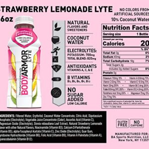 BODYARMOR LYTE Sports Drink Low-Calorie Sports Beverage, Strawberry Lemonade, Natural Flavor With Vitamins, Potassium-Packed Electrolytes, Perfect For Athletes 16 Fl Oz (Pack of 12)