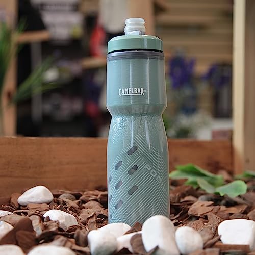 CamelBak Podium Chill Insulated Bike Water Bottle - Easy Squeeze Bottle - Fits Most Bike Cages - 24oz, Sage Perforated