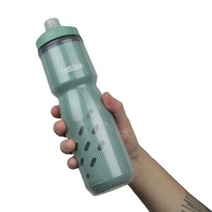 CamelBak Podium Chill Insulated Bike Water Bottle - Easy Squeeze Bottle - Fits Most Bike Cages - 24oz, Sage Perforated