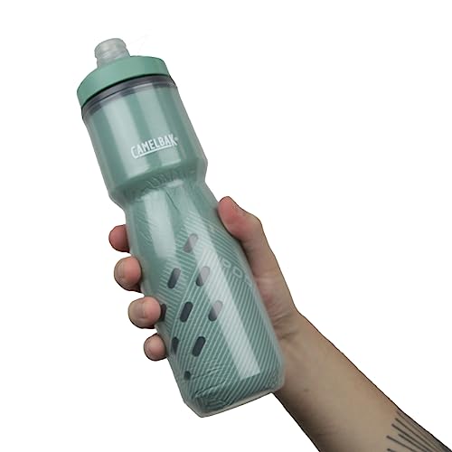 CamelBak Podium Chill Insulated Bike Water Bottle - Easy Squeeze Bottle - Fits Most Bike Cages - 24oz, Sage Perforated