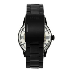 Fossil Men's Townsman Automatic Stainless Steel Three-Hand Skeleton Watch, Color: Black (Model: ME3197)