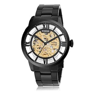 Fossil Men's Townsman Automatic Stainless Steel Three-Hand Skeleton Watch, Color: Black (Model: ME3197)