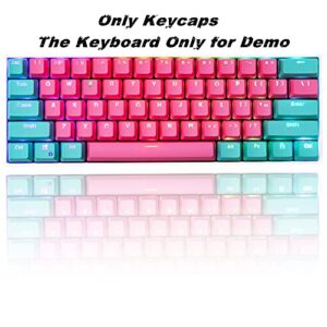 Guffercty kred 61 Keycaps 60 Percent Miami Keycaps Set PBT Ducky Keycap Backlit OEM Profile with Key Puller for Cherry MX Switches Mechanical Gaming Keyboard (Miami)