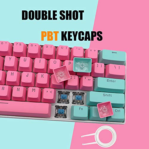 Guffercty kred 61 Keycaps 60 Percent Miami Keycaps Set PBT Ducky Keycap Backlit OEM Profile with Key Puller for Cherry MX Switches Mechanical Gaming Keyboard (Miami)