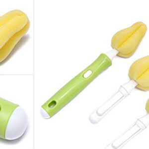 AKOAK 1 Pack The Baby Nipple Brush Cleaning Brush Set Rotates Freely to Replace The Head Sponge Bottle Brush